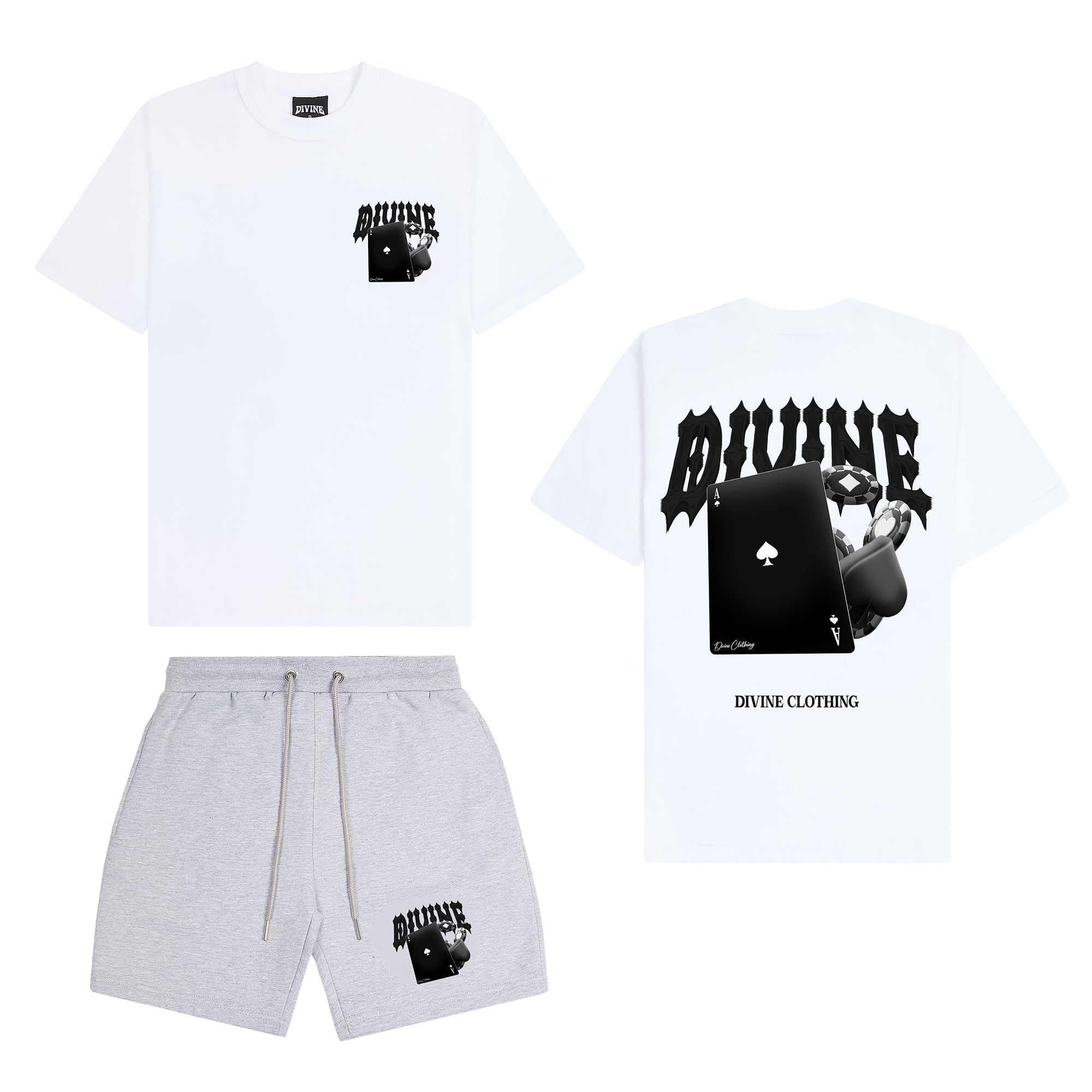 ACE SHORTS SET - WHITE/GREY – DIVINEUK